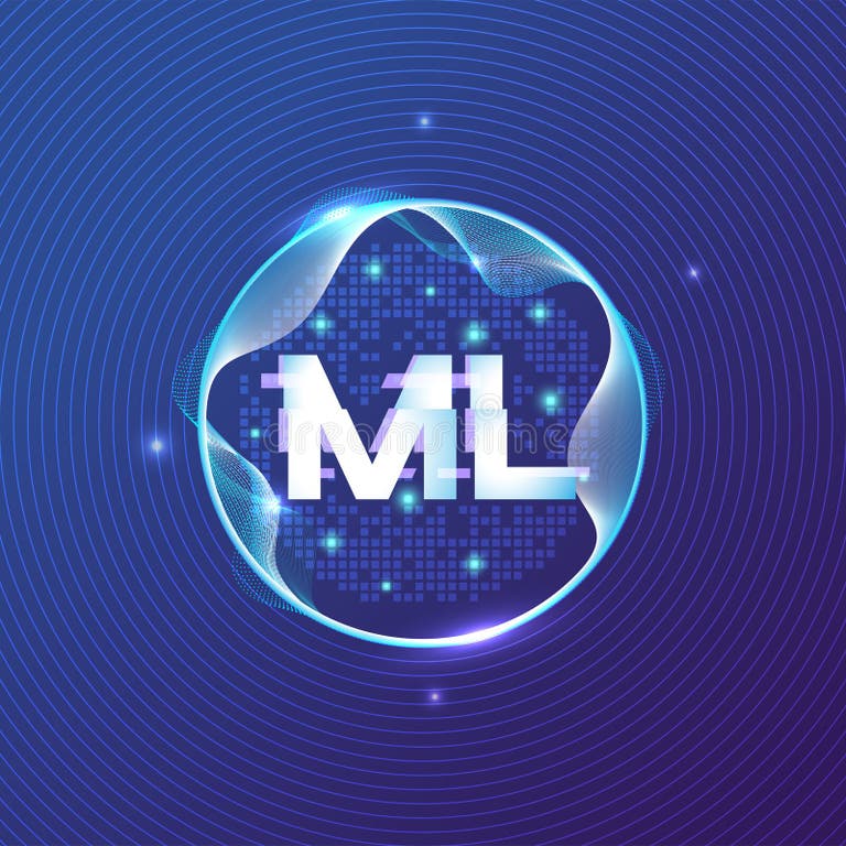 Digital Machine Learning Logo in Wave Sphere Stock Illustration ...