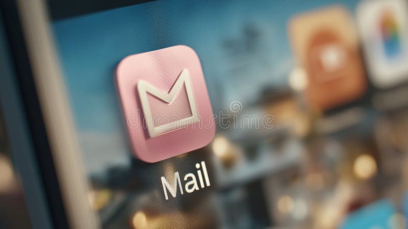 Digital Mail App Icon on Screen Stock Illustration - Illustration of ...