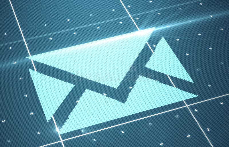 Digital Mail Icon on Blue Virtual Screen Stock Illustration ...