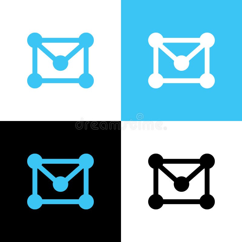 Digital Mail Logo, Envelope Icon Design, Connected Dots Symbol, Email ...