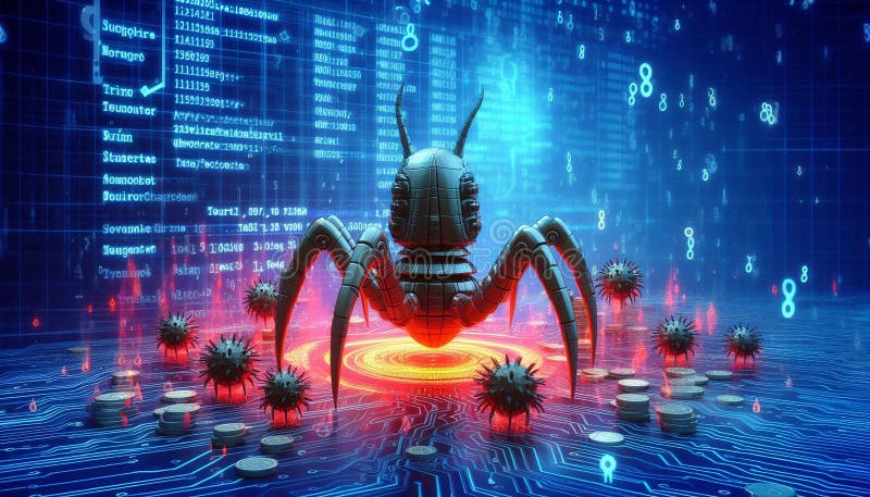 Digital Malware Visualization with Creepy Insects Stock Illustration ...