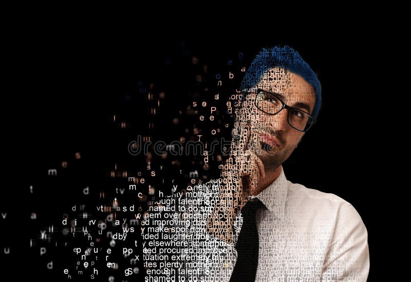 Digital man with code stock image. Image of blue, question - 100193321