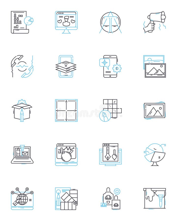 Digital Management Linear Icons Set Automation Integration Optimization Analytics