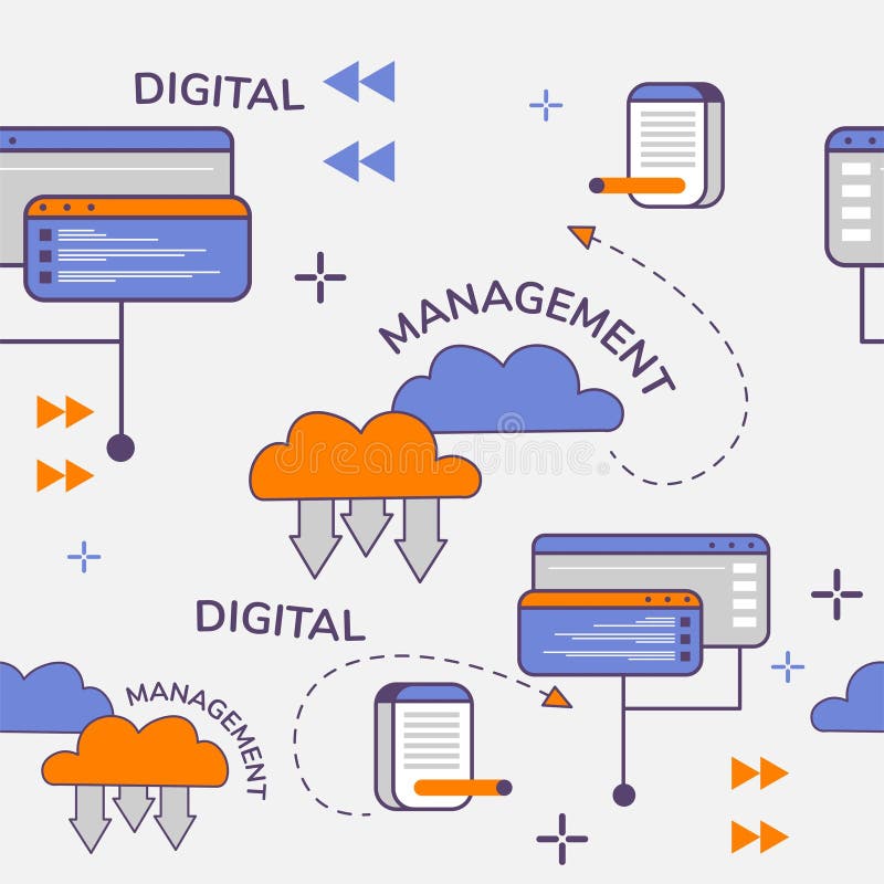 Digital Management, Work on Projects Patterns Stock Illustration ...