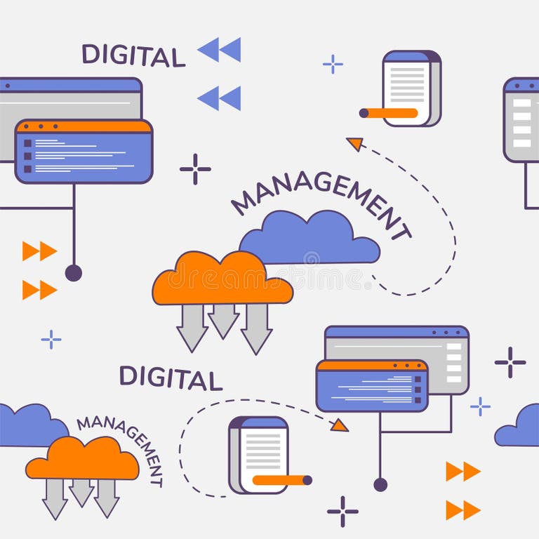 Digital Management, Work on Projects Patterns Stock Illustration ...