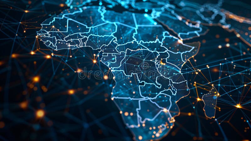 Digital Map of Africa, Concept of Global Network and Connectivity, High ...