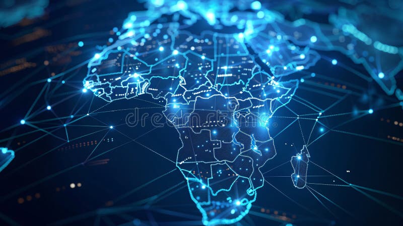 Digital Map of Africa, Concept of Global Network and Connectivity, High ...