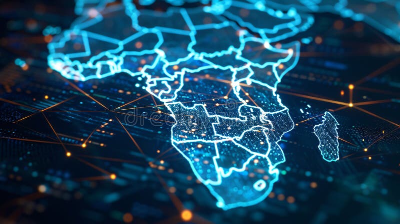 Digital Map of Africa, Concept of Global Network and Connectivity, High ...