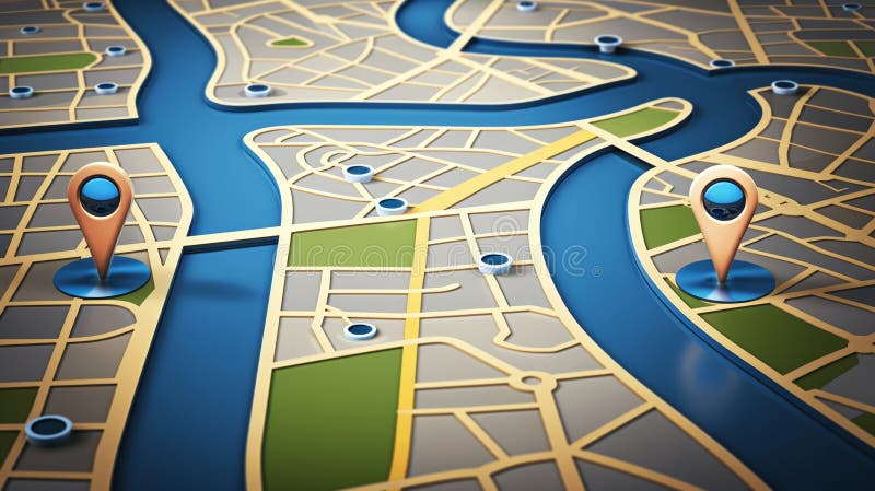 Digital Map with Ai Technology Pins Innovating Delivery Services and ...