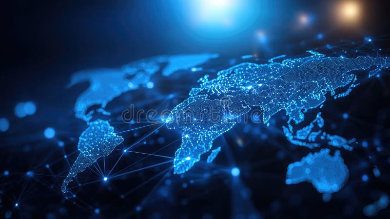 A Digital Map Displaying Glowing Connections Across the Globe ...