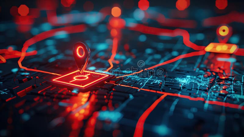 Digital Map Displaying Location Two Pins Stock Photos - Free & Royalty ...