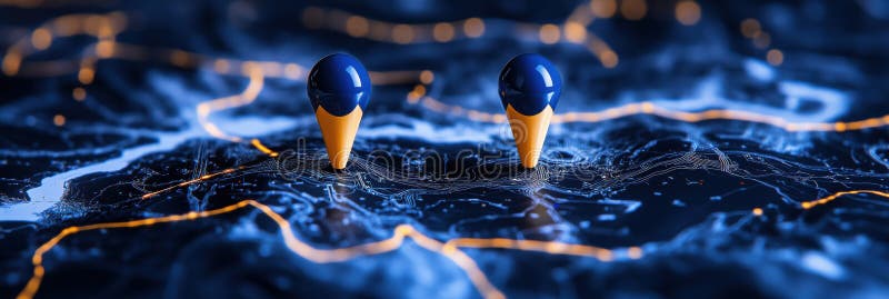 Digital Map Displaying Location with Two Pins Set, Showcasing ...