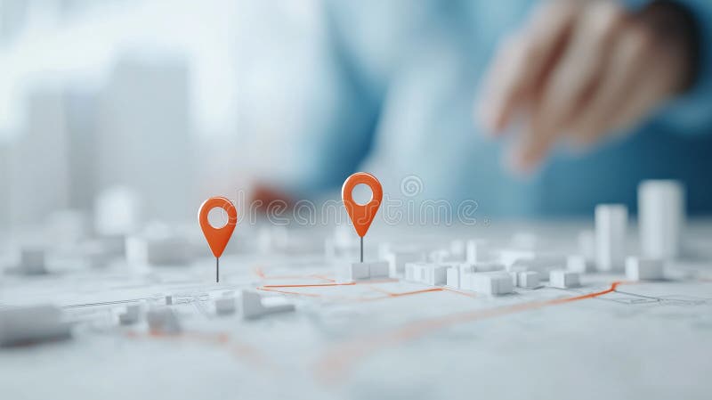 Digital Map Displaying Location with Two Pins Set, Showcasing ...