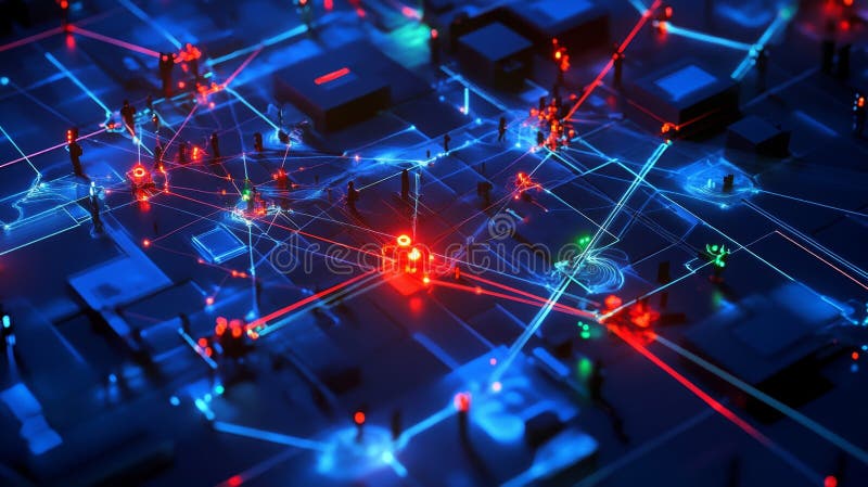 Digital Map Displaying Multiple Entry Points in Cyber Environment Stock ...