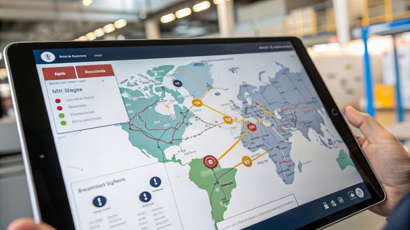 Digital Map Displaying Network of Global Shipment Routes, Showcasing ...