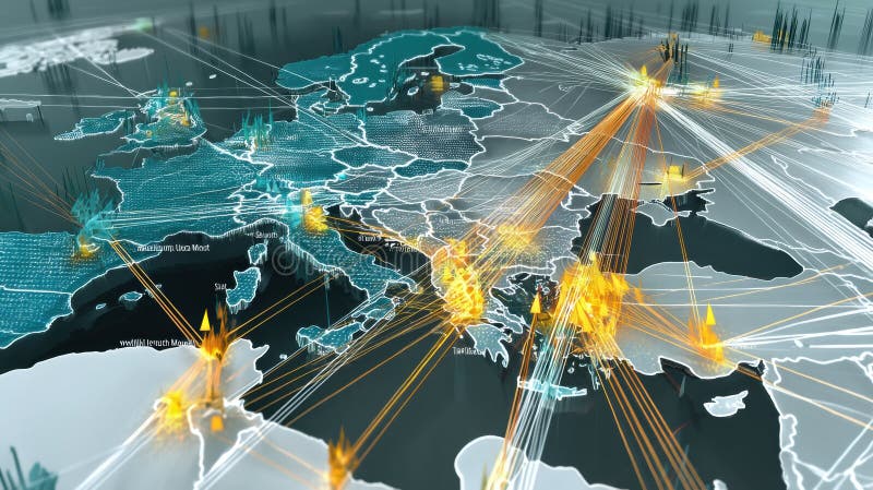 Digital Map Showcasing Conflict Points with Export Arrows Highlighting ...