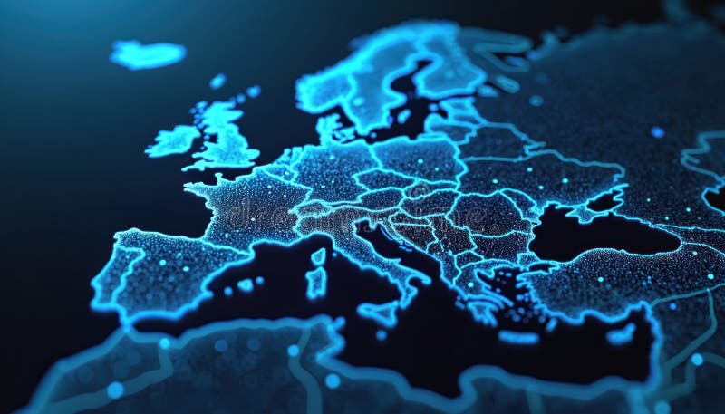 Digital Map of Europe with Futuristic Infographic Concept. Abstract ...