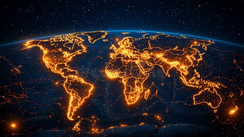 Digital Map of Global Trade Connections Stock Illustration ...