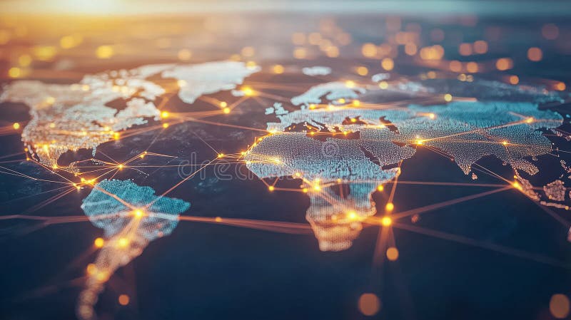 A Digital Map Highlights Interconnected AI Network Nodes Linking ...