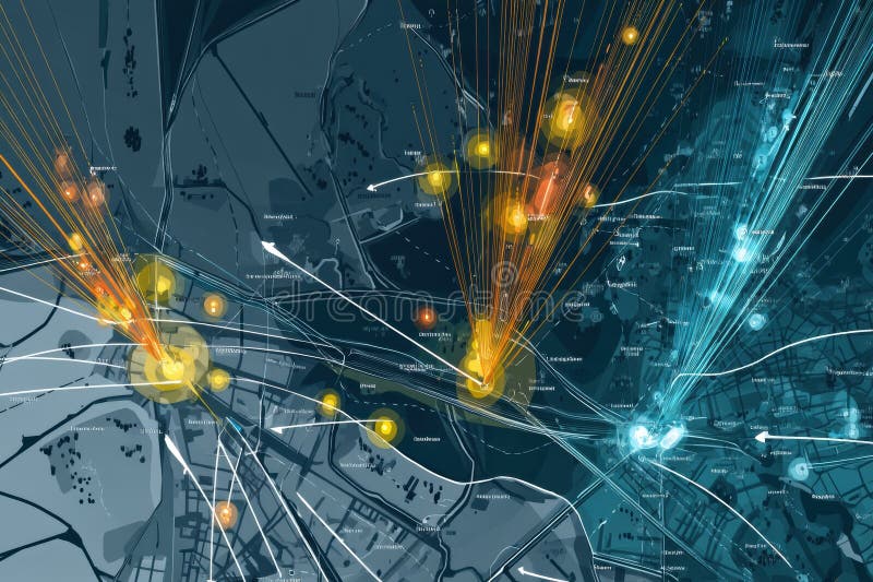 Digital Map Displays Blinking Conflict Points with Export Arrows ...