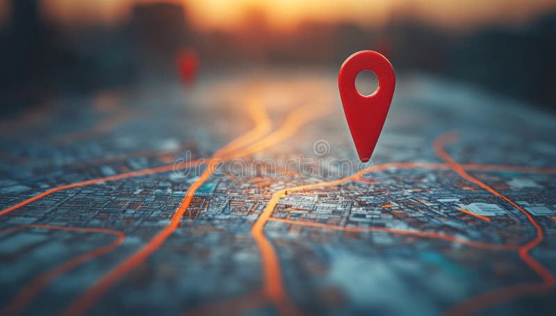 A Digital Map Illustration with Two Red Pins, Representing AI ...