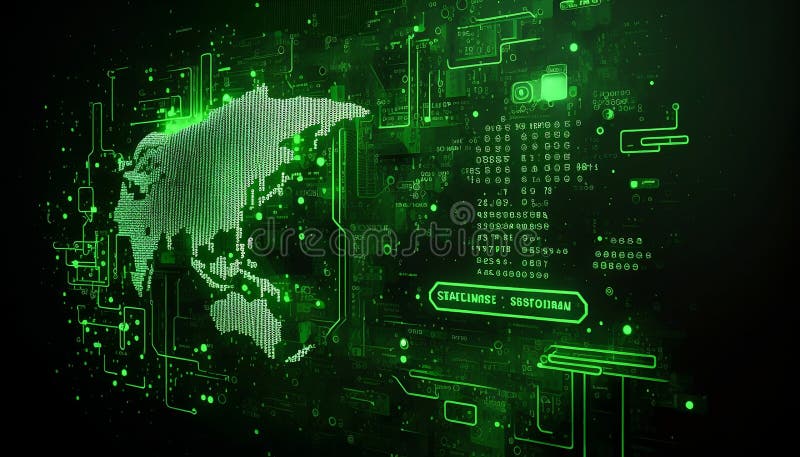 Digital Map with Matrix Code and Circuit Board Stock Illustration ... Digital Map with Matrix Code and Circuit Board Stock Illustration ...