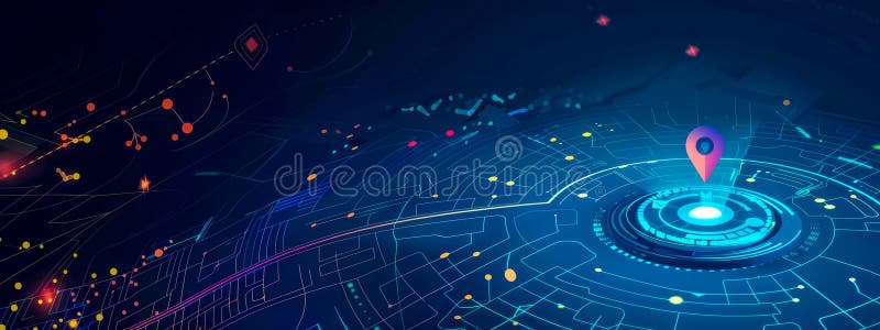 Digital Map Navigation Interface with Location Pin Stock Photo - Image ...