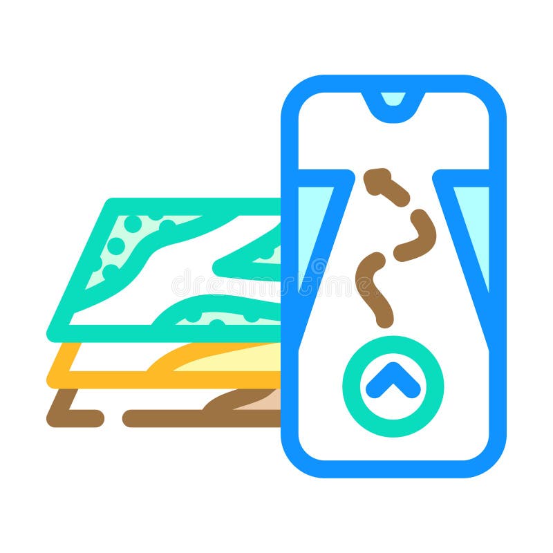 Digital Map Overlay Augmented Reality Color Icon Vector Illustration ...