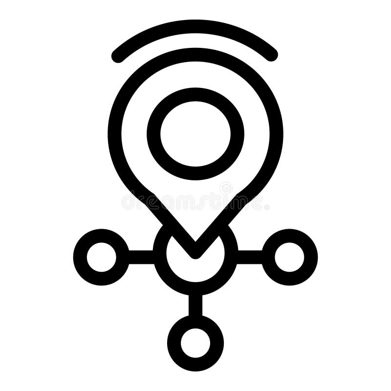 Digital Map Pin Icon with Network Connections Stock Vector ...