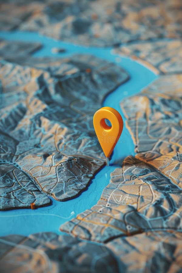 Digital Map with a Pinpoint Stock Photo - Image of mountain, color ...