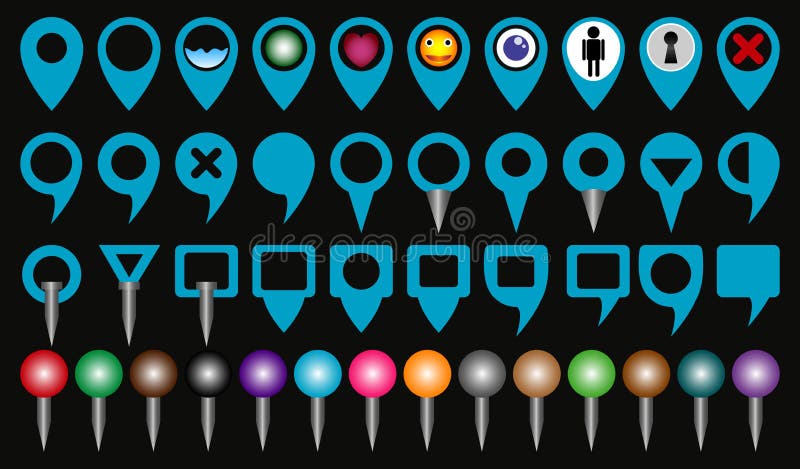 Digital Map Pins stock vector. Illustration of technology - 101357815