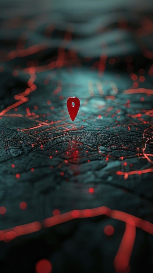 Map with Red Pin Marking Location Stock Illustration - Illustration of ...