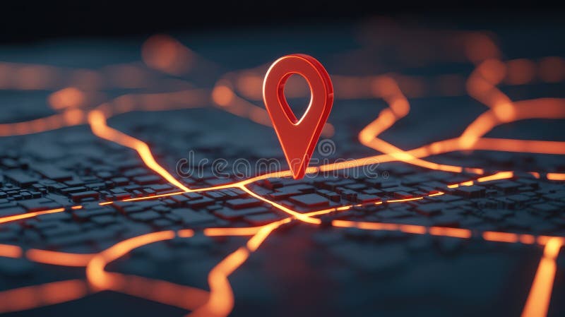 A Digital Map Representation Featuring a Vibrant Location Pin ...