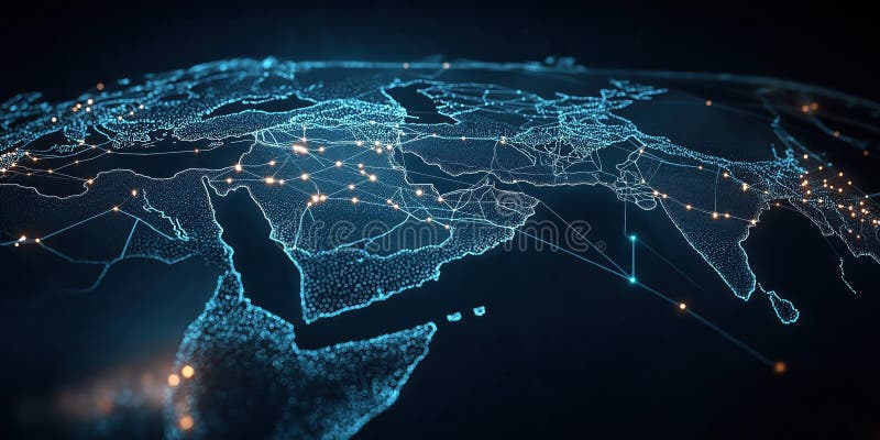 Digital Map of Saudi Arabia, MENA Region Displays Global Network ...