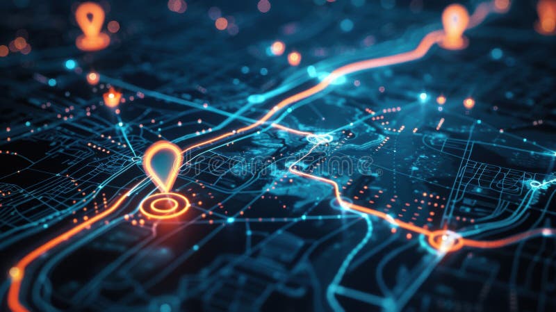 Digital Map Showing Location with Two Icons Representing Artificial ...