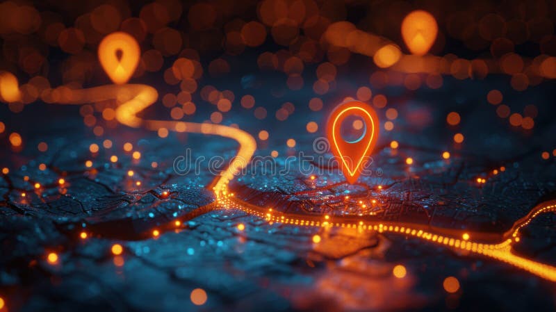 Digital Map Showing Location with Two Icons Representing Artificial ...