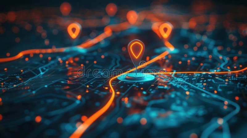 Digital Map Showing Location with Two Icons Representing Artificial ...