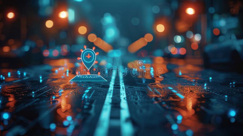 Digital Map Showing Location with Two Icons Representing Artificial ...