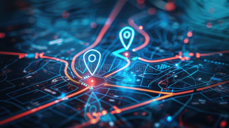 Digital Map Showing Location with Two Icons Representing Artificial ...