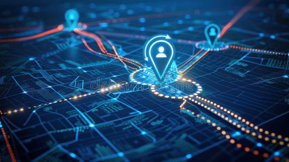 Digital Map Showing Location with Two Icons Representing Artificial ...