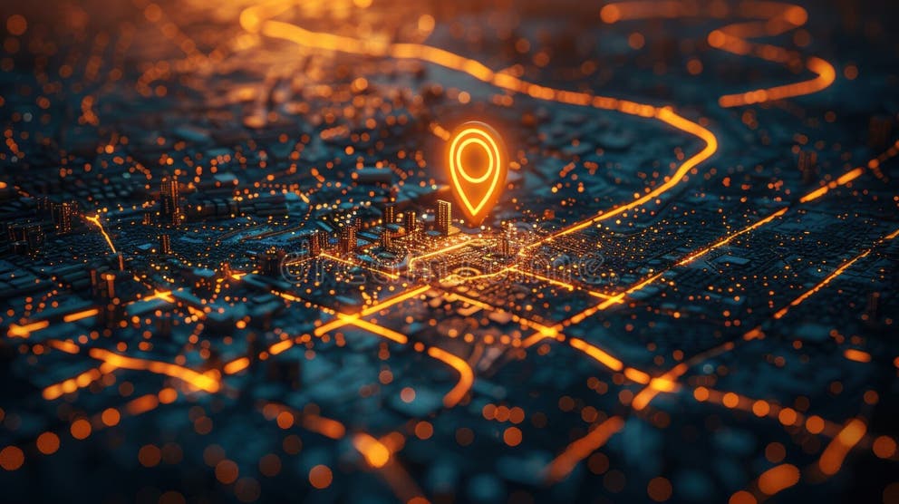 Digital Map Showing Location with Two Icons Representing Artificial ...