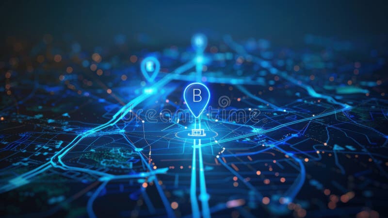 Digital Map Showing Location with Two Icons Representing Artificial ...