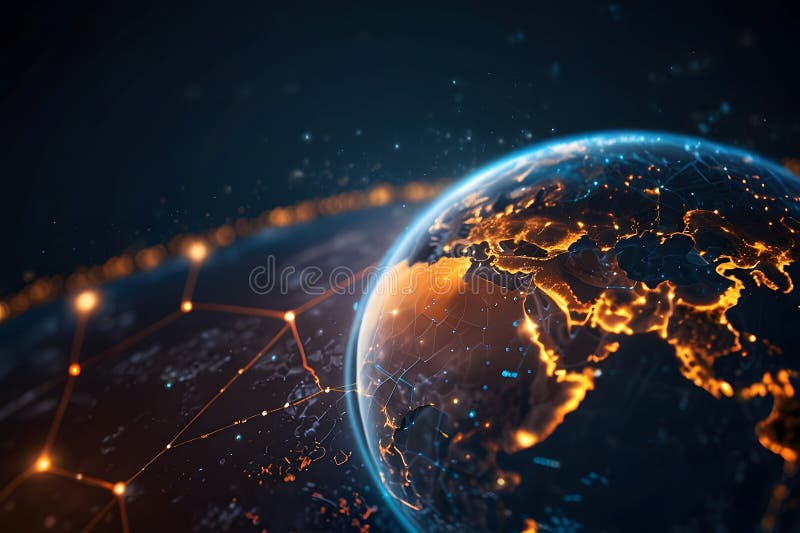 Digital Map of USA, Concept of North America Global Network and ...