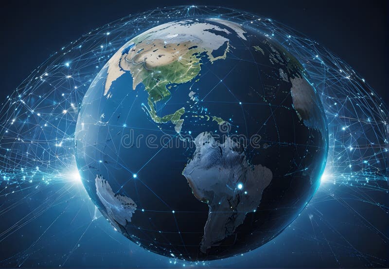 Digital Map of USA, Concept of North America Global Network and ...