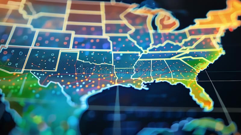 Digital United States Map Showing Data Flow and Connections Stock Video ...