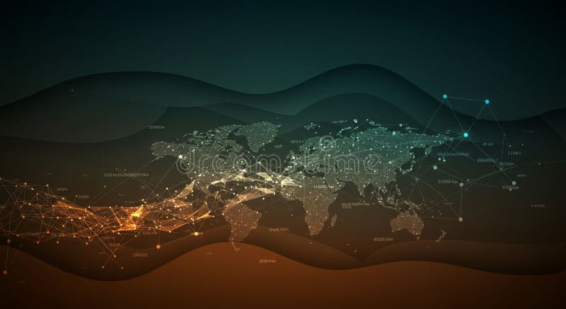 A Digital Map Visualization Features a Stylized World Map Overlaid with ...