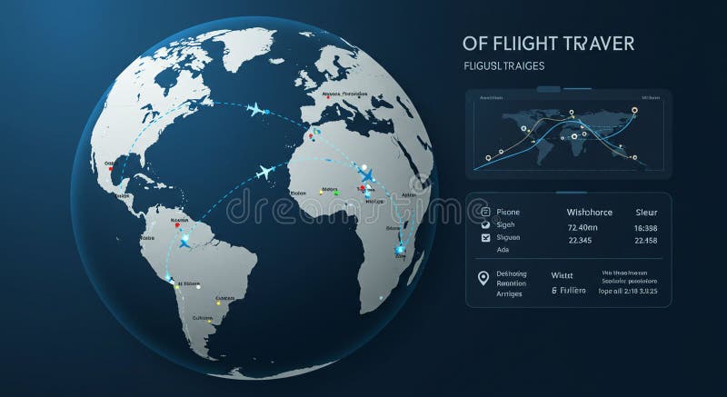 A Digital Map Visualization Highlights Global Flight Paths with a Focus ...