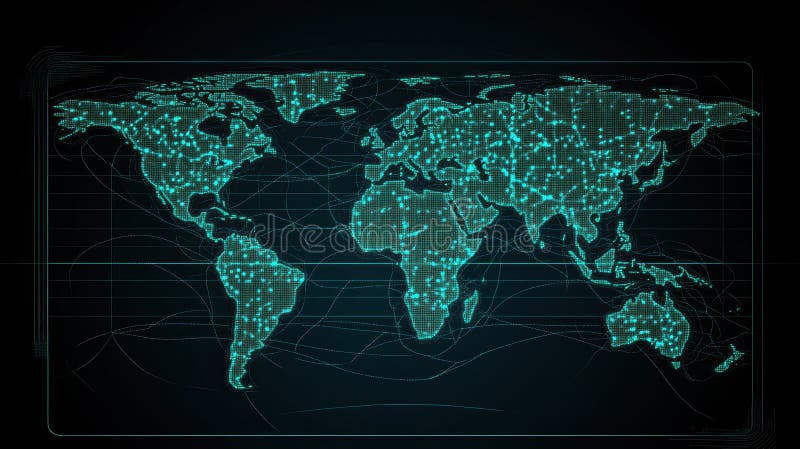 Map World Grid Overlay Color Dots Stock Illustration - Illustration of ...
