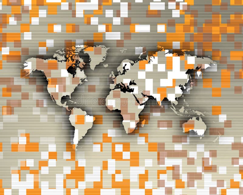 DIGITAL MAP of the WORLD with PIXELS Stock Illustration - Illustration ...