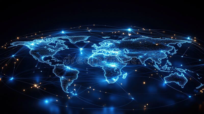 Global Network Connections Digital Map Stock Illustration ...